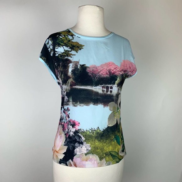 Ted Baker | Tops | Ted Baker Windermere Woven Teeshirt Pastel Blue ...